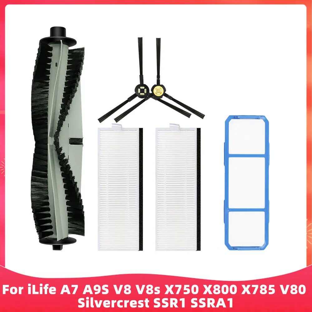 Фильтр и щетка для iLife A7, A9S, V8, V8S, X750, X800, X785, V80, Silvercrest SSR1, SSRA1, DEXP LF-800