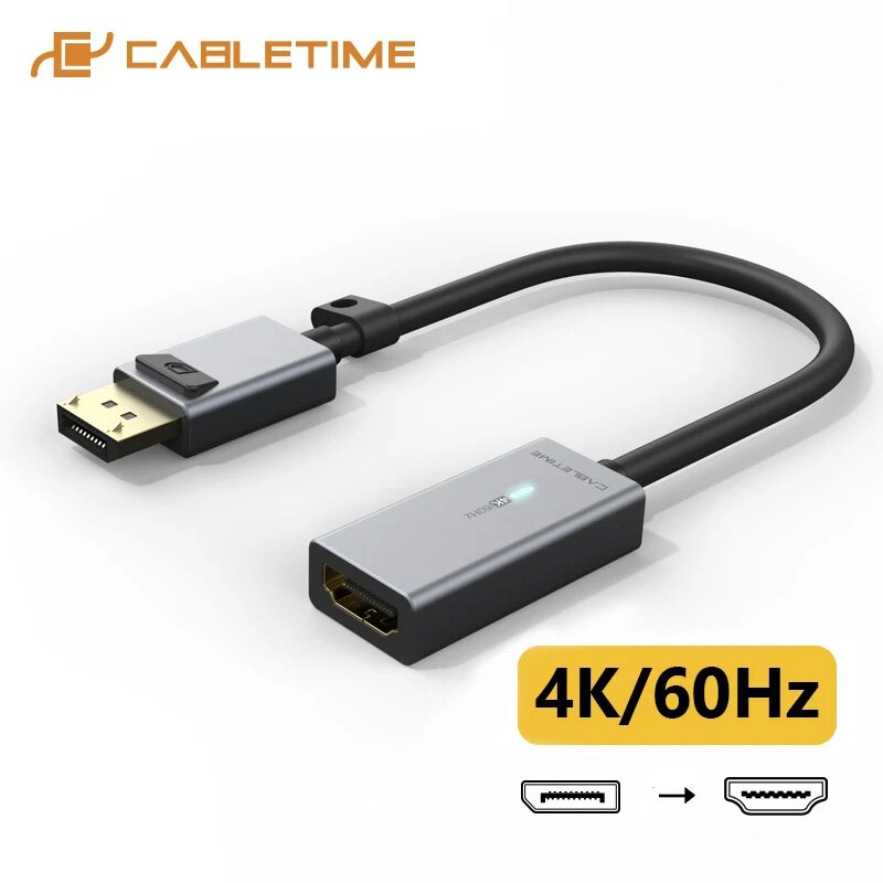 CABLETIME 4K 60Hz Mini DisplayPort to HDMI адаптер DP to HDMI 4K60Hz