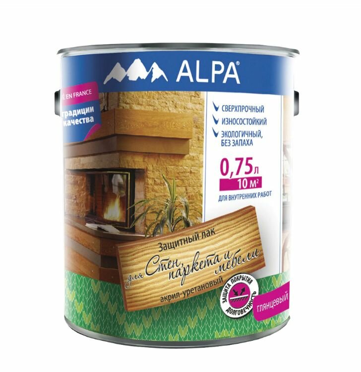 Лак для стен, паркета и мебели ALPA 0,75 л глянцевый