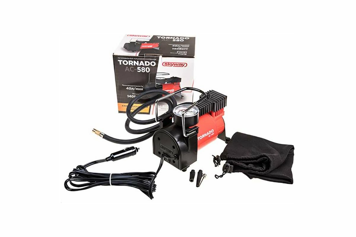 SKYWAY Металлический компрессор 40 л/мин для авто в прикуриватель торнадо АС-580 S02001019
