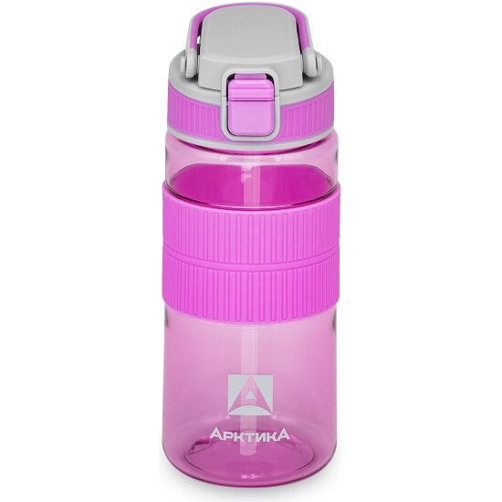 Бутылка для воды Арктика 722-550, 550 мл, лавандовая, с манжетом и питьевой трубочкой