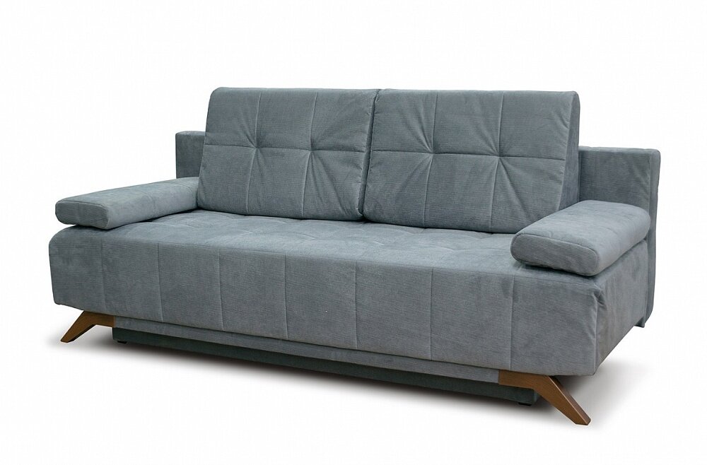 Прямой диван Баден-Баден графит, еврокнижка, 200х87х89 см, с ящиком для белья