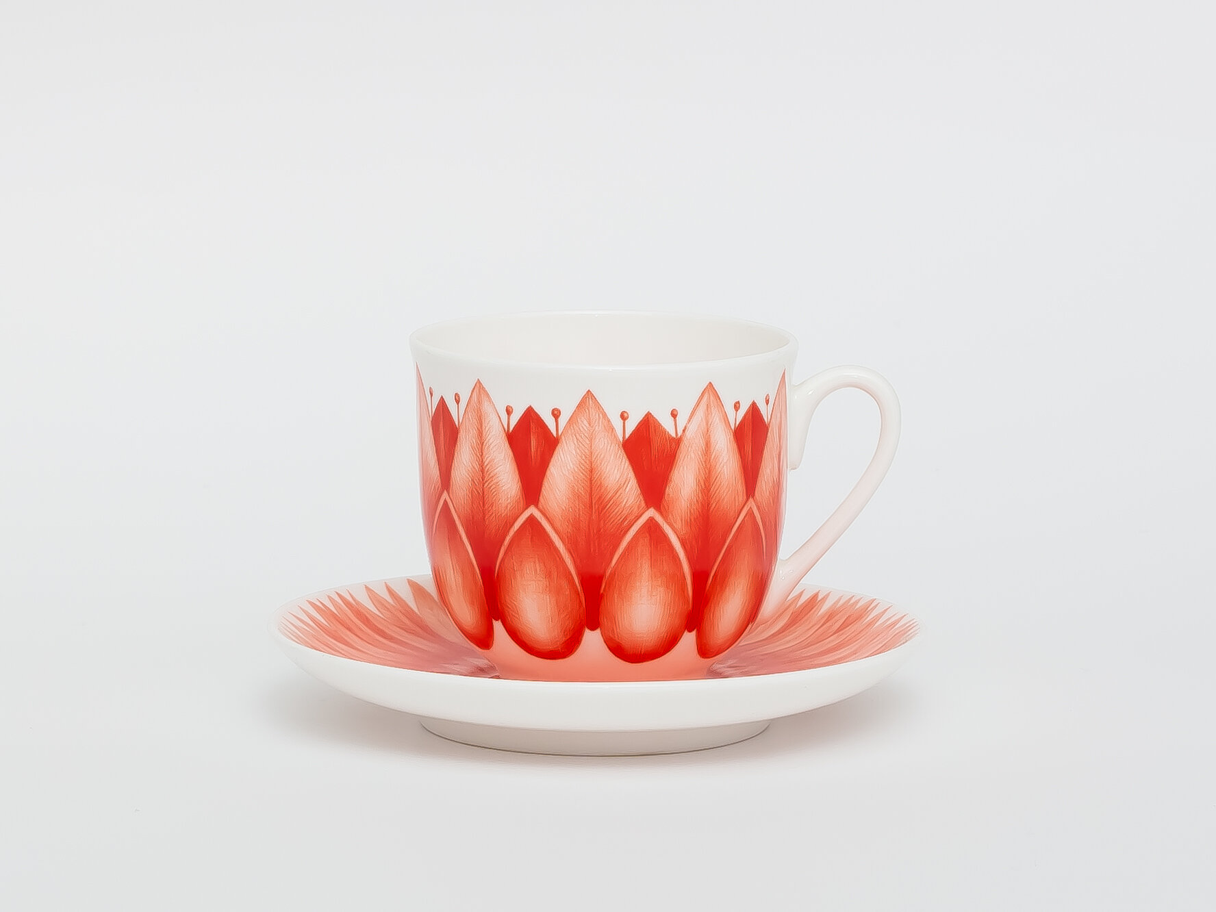 Кофейная пара, ф. Ландыш 2, рисунок "Aloha Volcano" КН1 Костяной фарфор