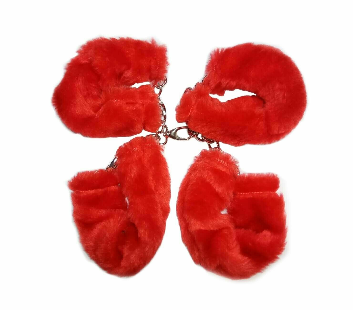 Наручники и поножи декоративные I Sexy Меховое Искушение, красные I Sexy Наручники и поножи декоративные I Sexy Меховое Искушение, красные