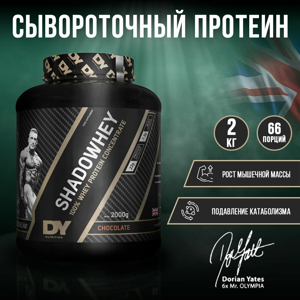 DY Nutrition SHADOWHEY 2000g (Chocolate), Протеин, Концентрат 2000 грамм, Белок (Шоколад)