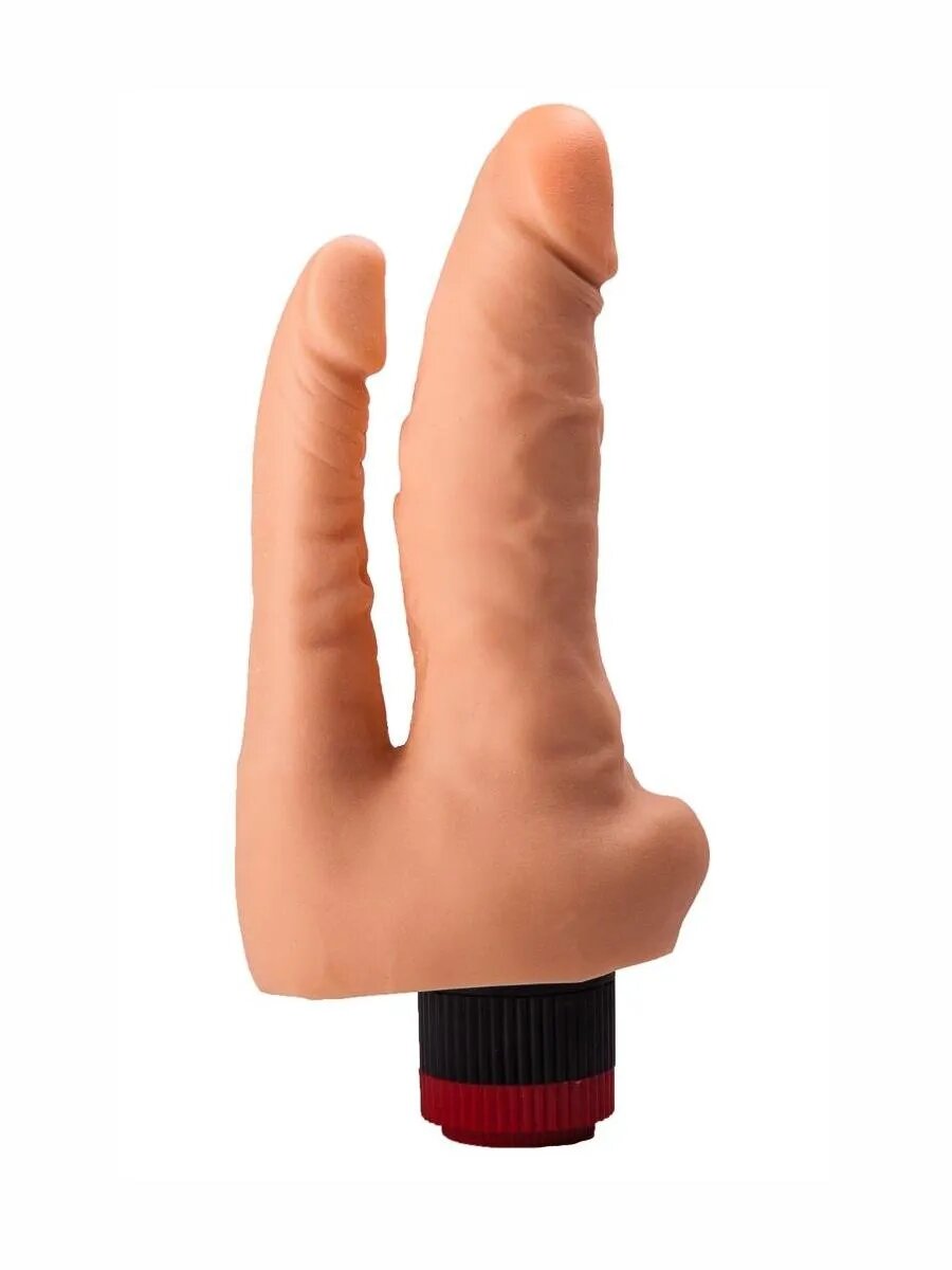 Двойной гелевый вибратор телесного цвета - 17 см.