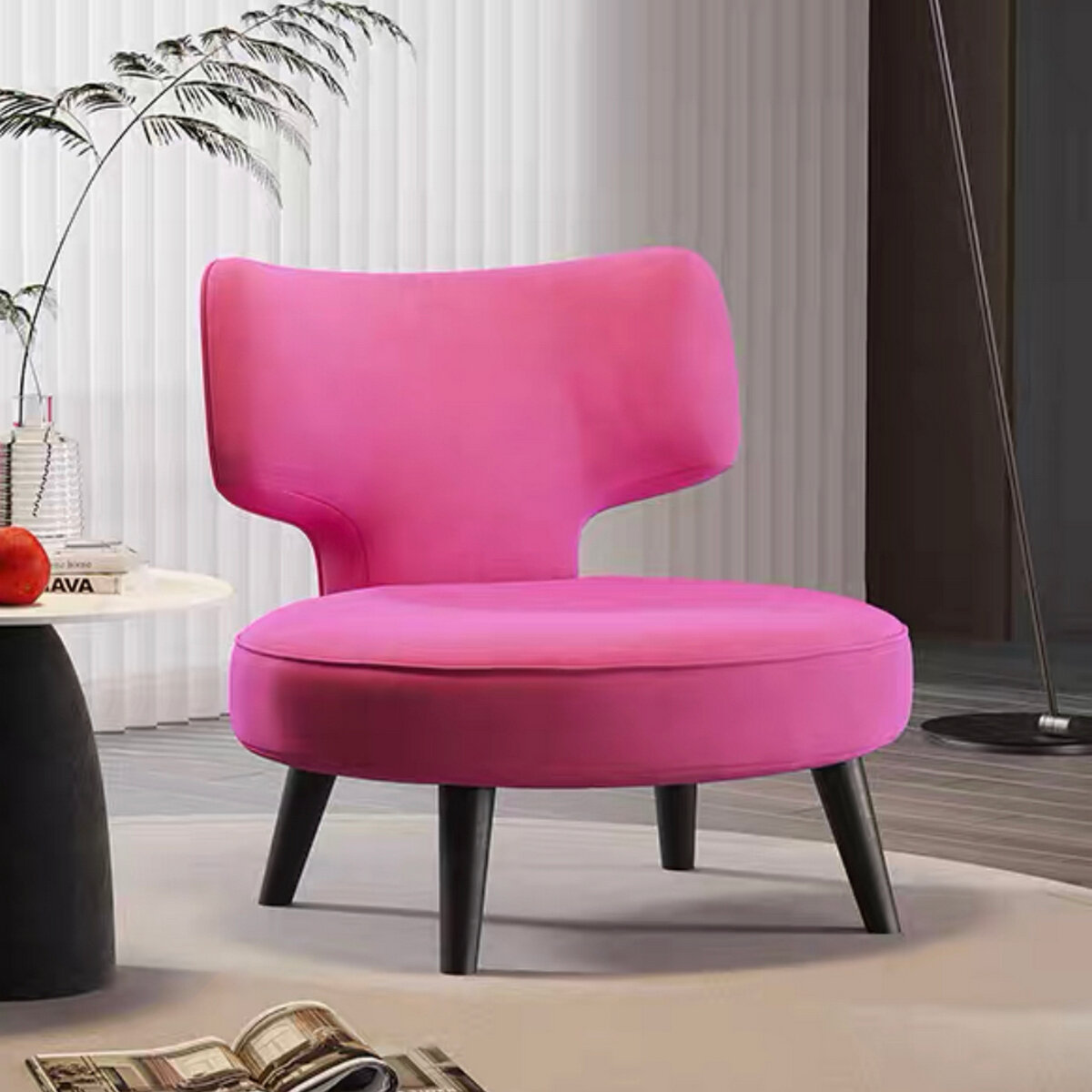 Кресло для отдыха Aidar в стиле Ваби Саби (кресло цвет фуксия)