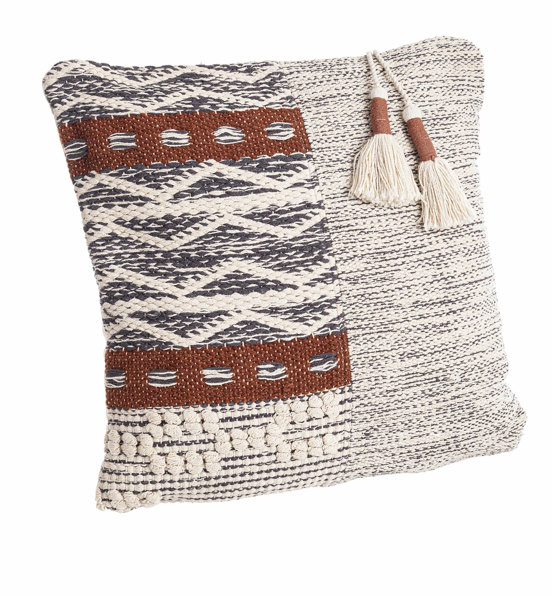 Подушка декоративная Ambar, 45*45 см, цвет слоновая кость, коричневый, Garden Relax, Италия