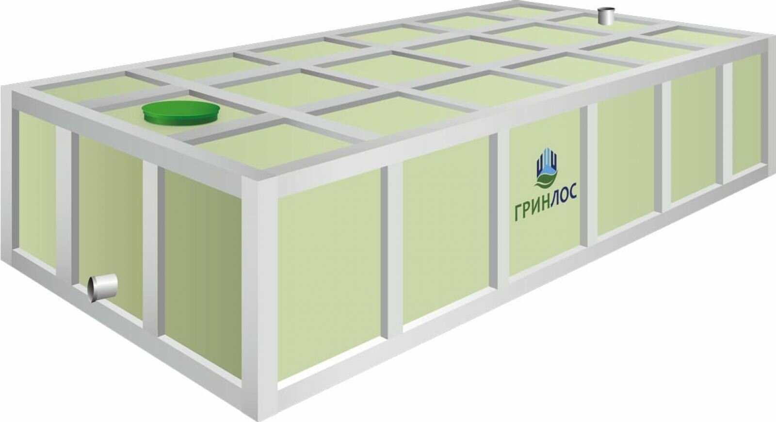 Универсальная промышленная Емкость 8 м3 прямоугольная наземная от гринлос