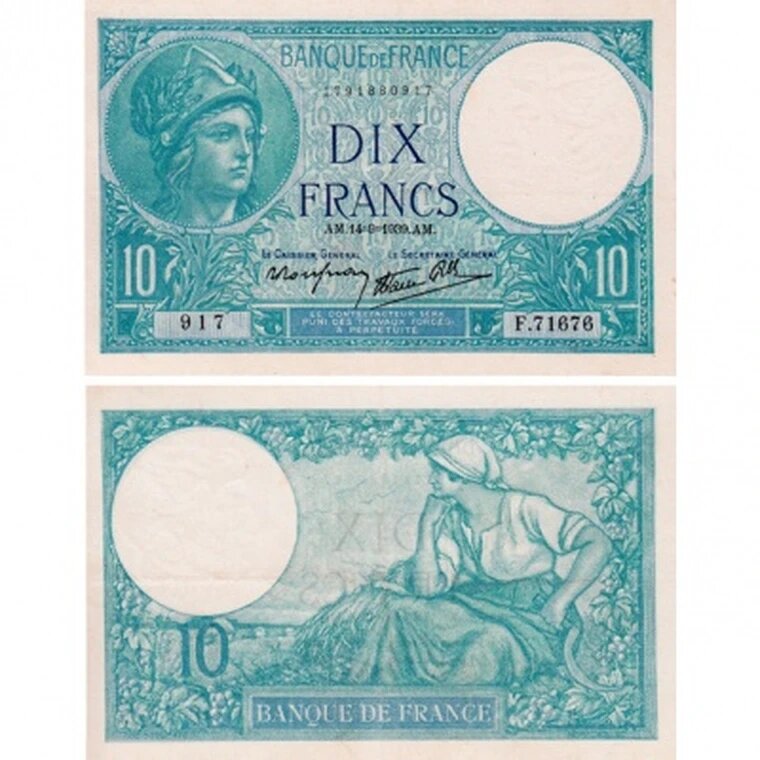 10 франков 1939 года Франция, сувенирная копия, банкноты и купюры редкие коллекционные