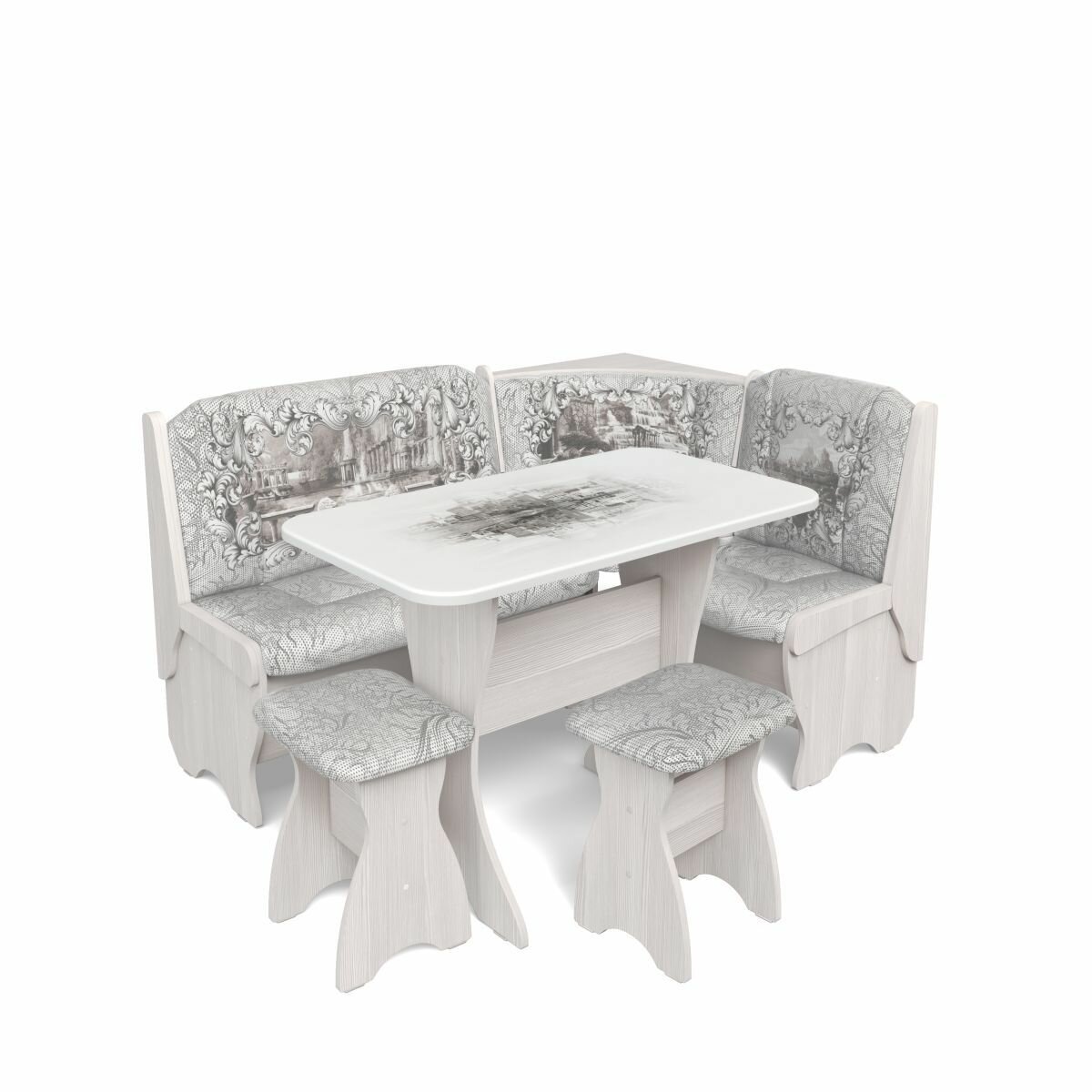 Кухонный уголок Оливия Арт Бодего Светлый/D-2 Борнео Милк/D-2