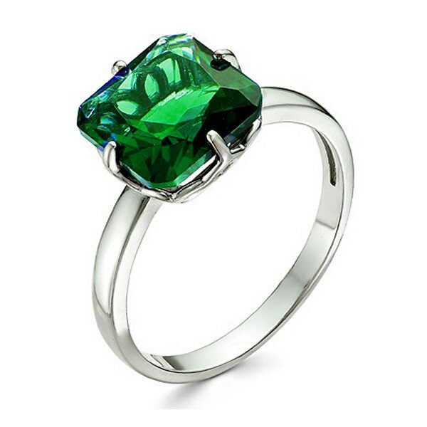 Кольцо, серебро, 925 проба, родирование, кристалл