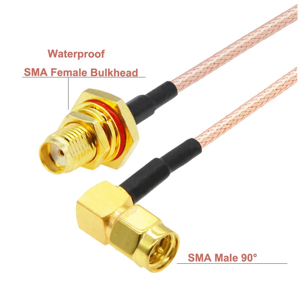 BEVOTOP RG316 водонепроницаемый SMA-RP-SMA кабель 10CM, SMA F to SMA M90