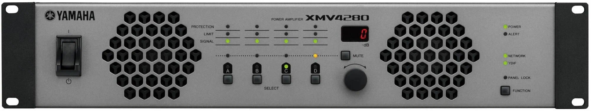 Трансляционный усилитель мощности Yamaha XMV4280, 4 x 280 Вт, 480 x 88 x 422 мм, черный, серый