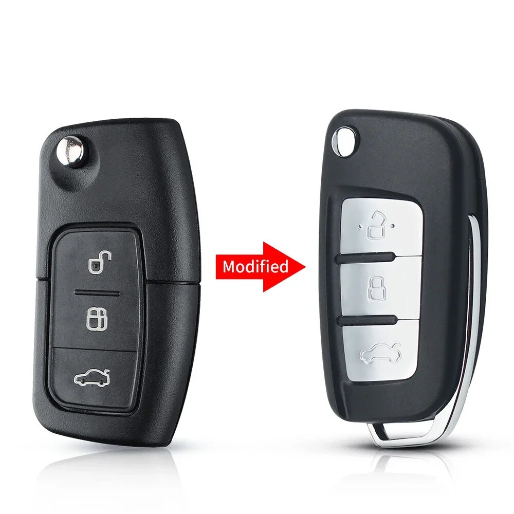 KEYYOU модифицированный корпус автомобильного ключа для Ford Focus Mondeo Focus Fiesta C Max S Max Galaxy Ranger 3-кнопочный откидной чехол для дистанционного ключа Modified Key HU101