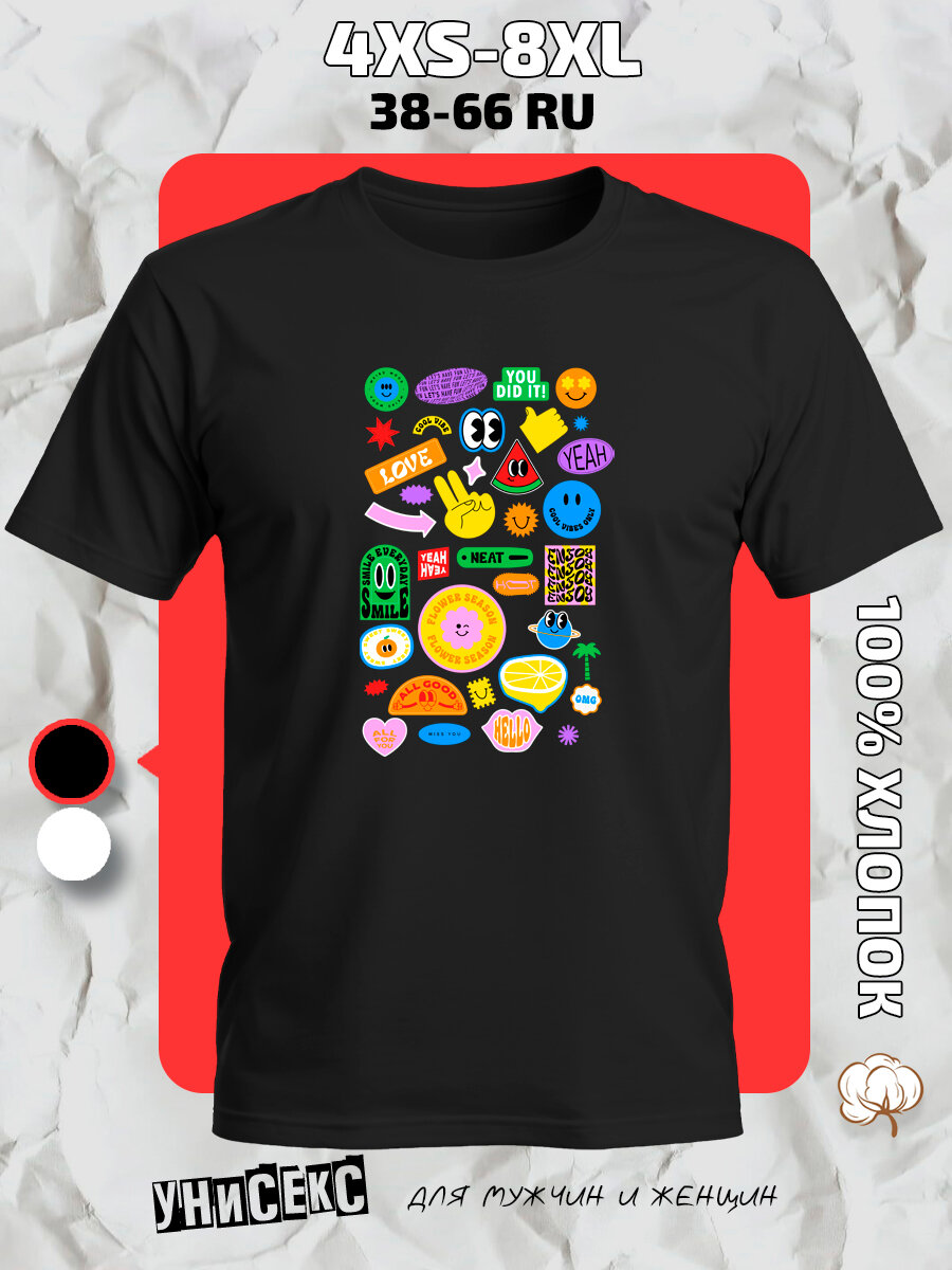 Футболка с принтом со смайлами