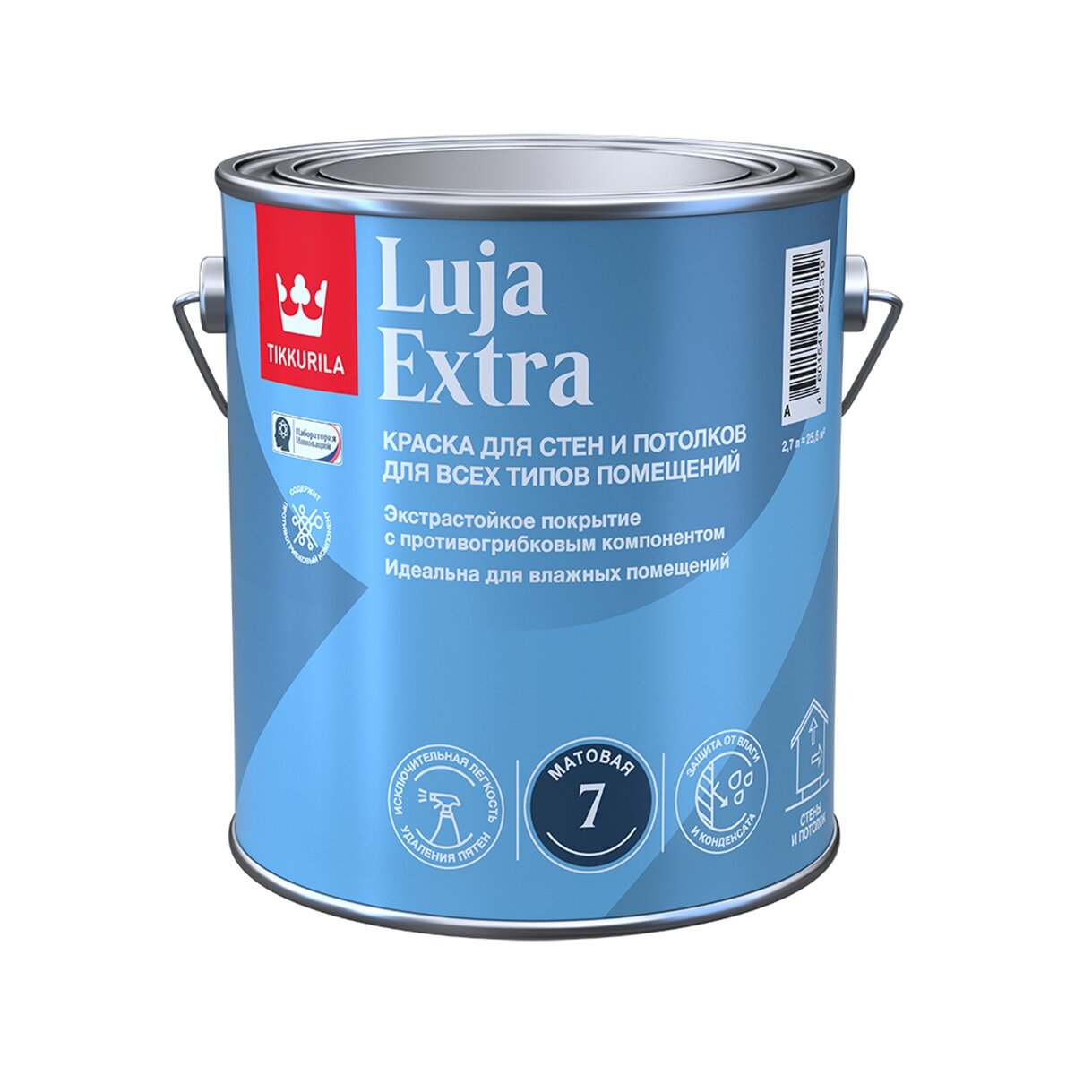 Краска для стен и потолков, Tikkurila Luja Extra, матовая, база А, белая, 2,7 л