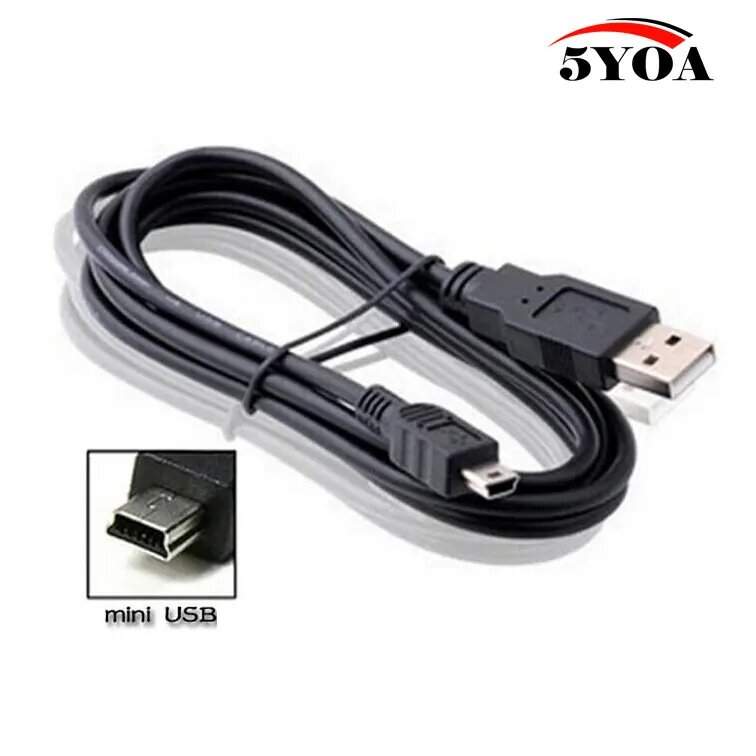0.8M USB-кабель 2.0 A Male to Mini B 5-контактный 5P T-порт MiniUSB для устройств MP3 MP4 Камера Мобильный телефон Жесткий диск Компьютер