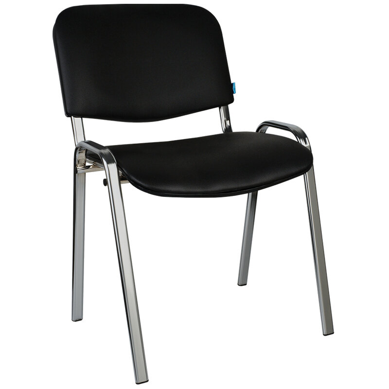 Стул Helmi "Изо" HL-F01, офисный, каркас хром, кожзам, до 90кг, черный