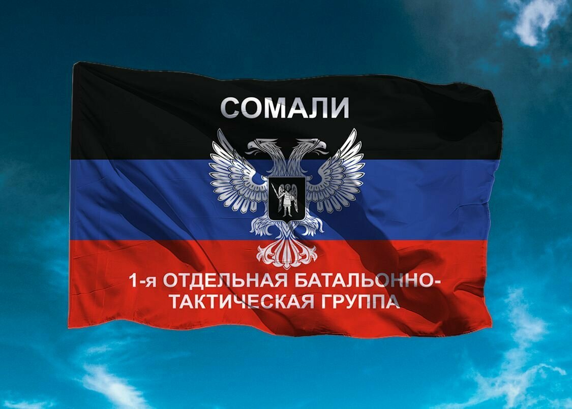 Флаг 1-я отдельная батальонно-тактическая группа Сомали ДНР, 90х135 см на сетке для уличного флагштока