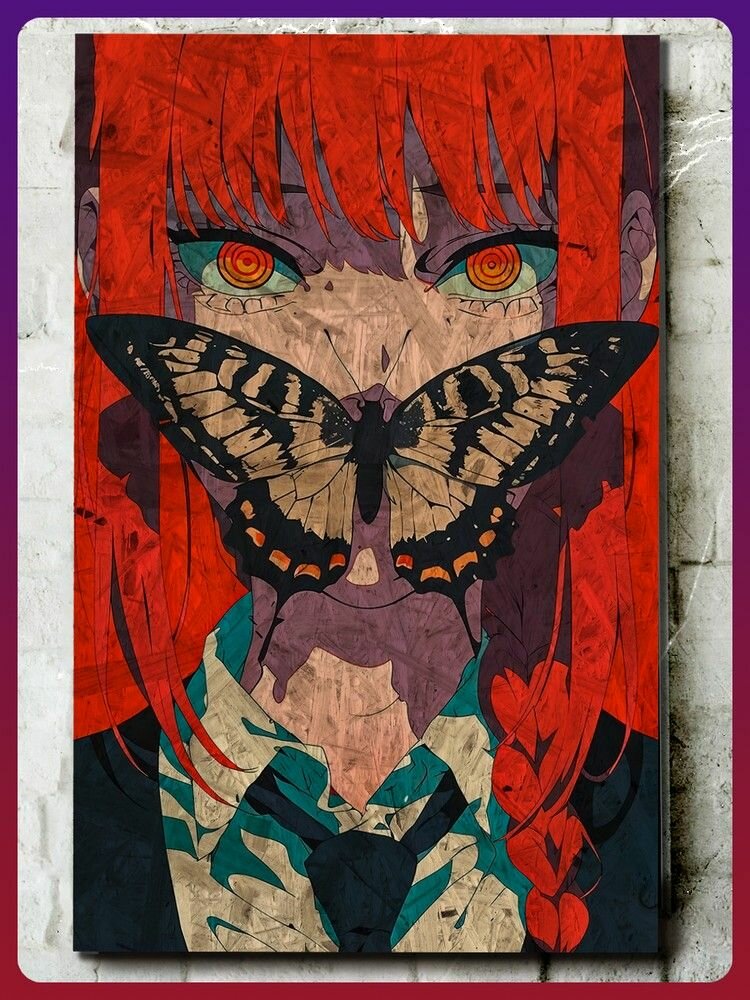 Картина интерьерная на рельефной доске Аниме Человек бензопила (Chainsaw man, Макима, Денджи, Пауэр, Пачита, Япония, манга) - 6241259