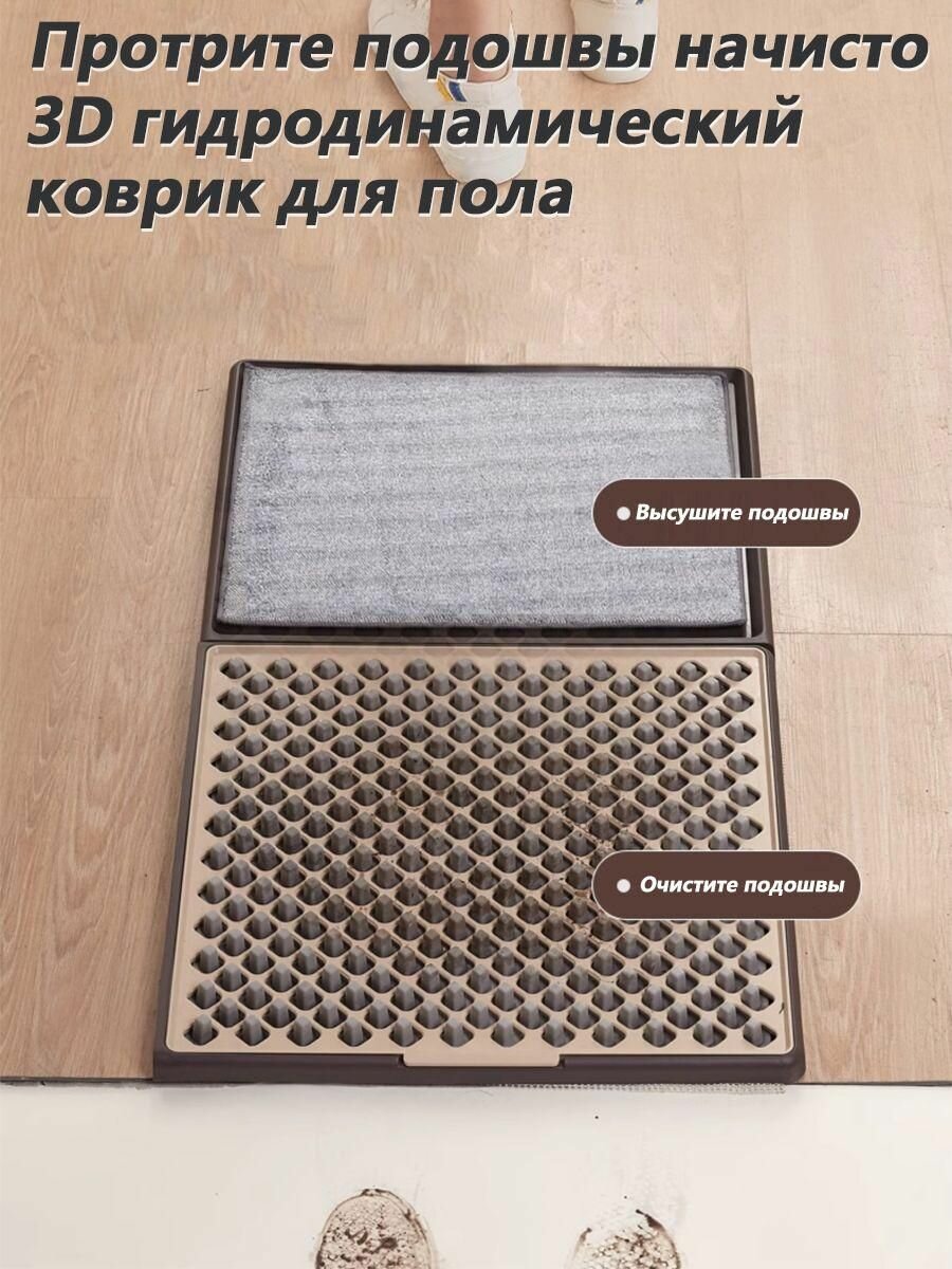 Коврик придверный, Очистите подошвы, высушите их, они не скользят