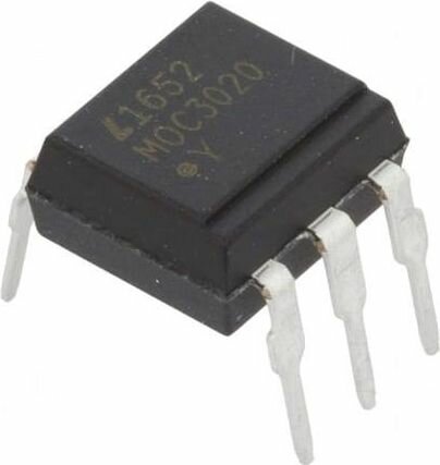 Оптотиристор LITE-ON MOC3020 Оптотиристор 5кВ Uвых: 400В без системы переключения в нуле 1шт