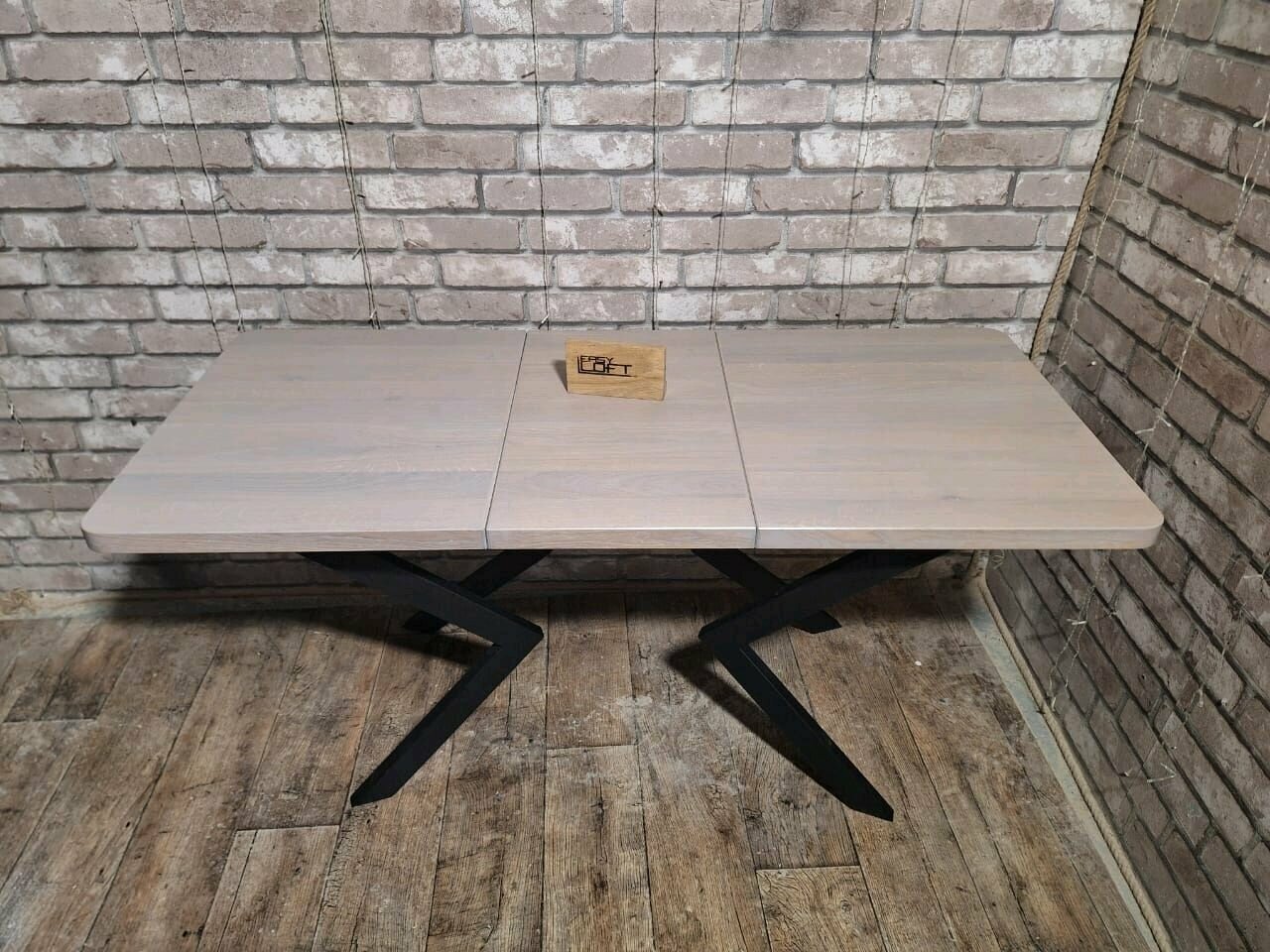 Стол "EasyLOFT" в стиле лофт, раздвижной, массив дуба, 140х80х75 см.