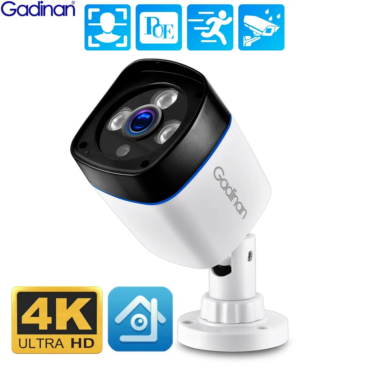 Gadinan IP-камера видеонаблюдения 4K 2.8mm lens, DC 12V 4MP No POE
