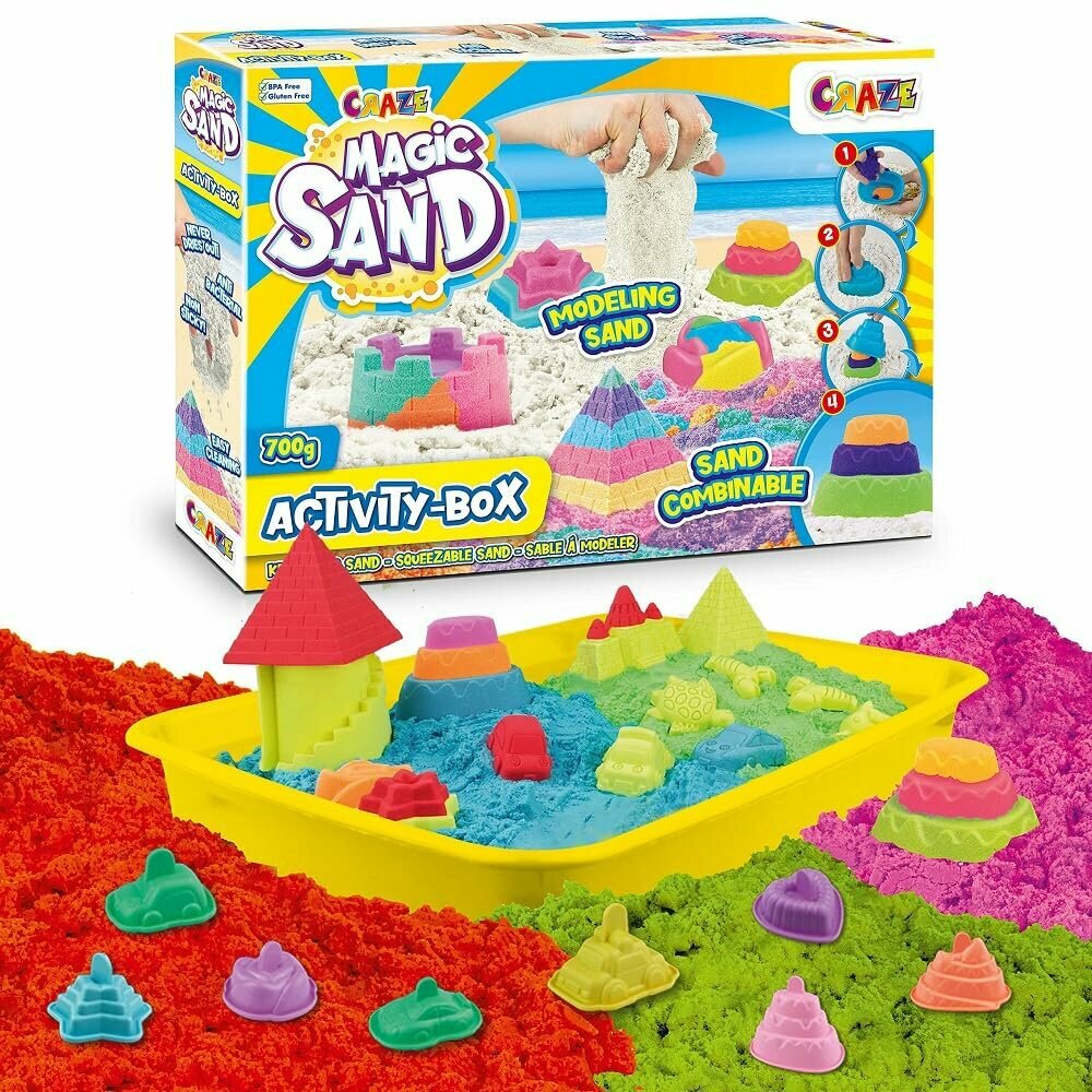 CRAZE Magic Sand Activity Box / Детский набор цветных игрушек из волшебного песка, Кинетический песок