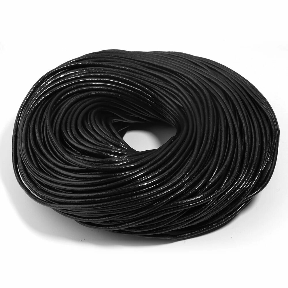 Кожаный шнур для браслетов из натуральной кожи Черный, 1.5mm 5yards, Black