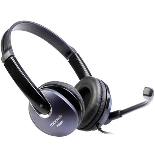 Наушники с микрофоном MicroLab K290 компьютерная гарнитура закрытого типа- 2м чёрно-фиолетовые