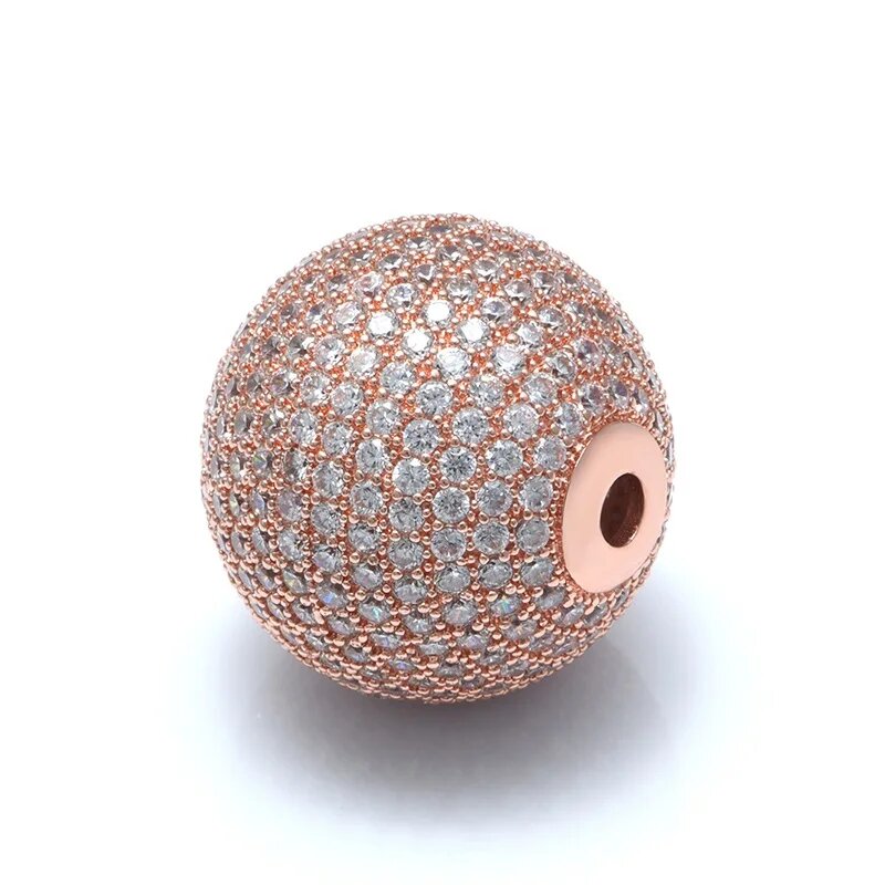 Медные бусины-разделители YANASI 6 мм/8 мм/10 мм с фианитом 20mm, Rose Gold