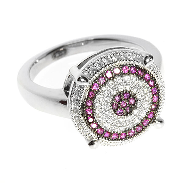 Перстень, серебро, 925 проба, родирование, циркон