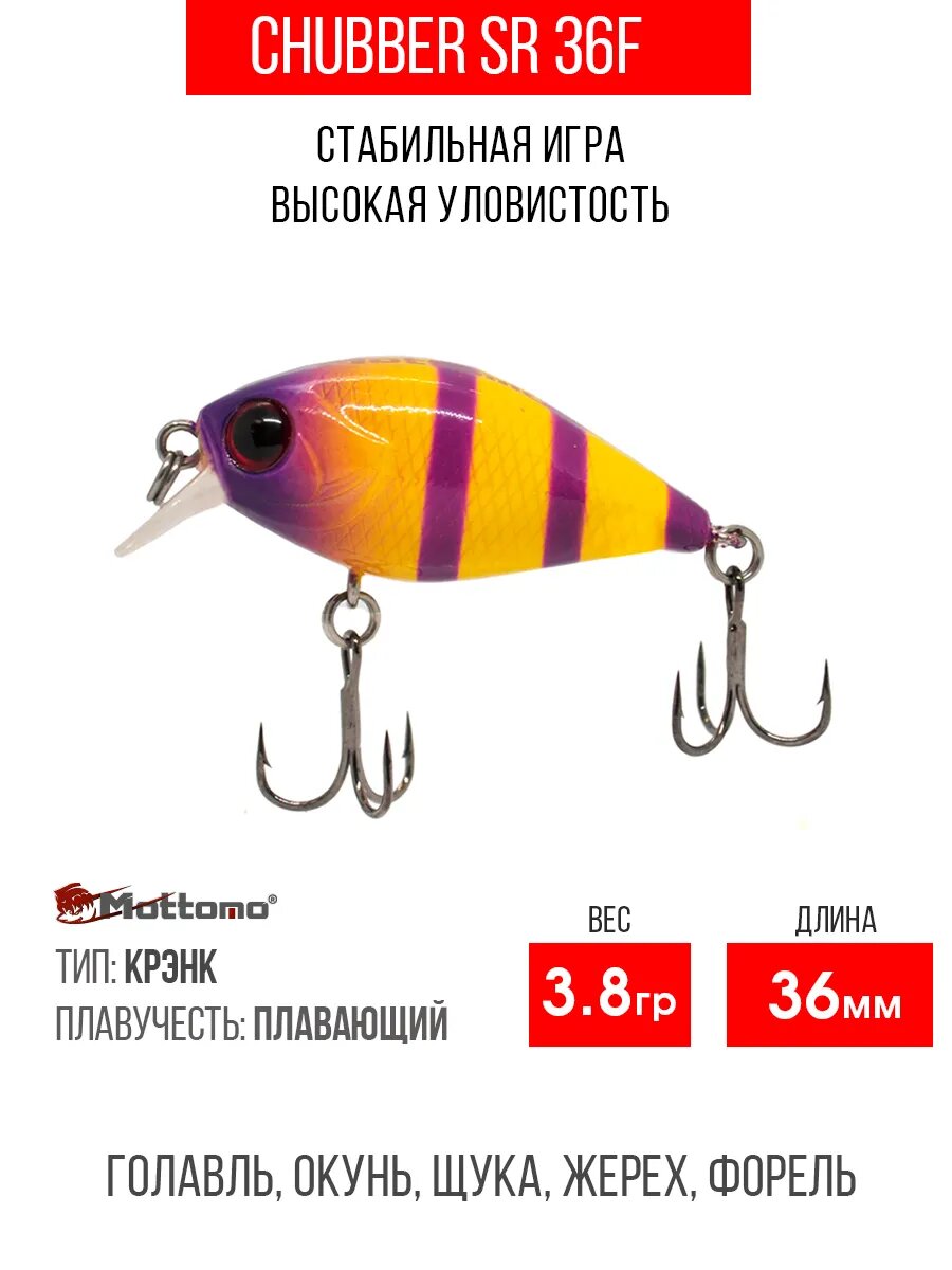 Воблер для рыбалки Chubber SR 36F 3,8g приманка окуня, щуку, сома