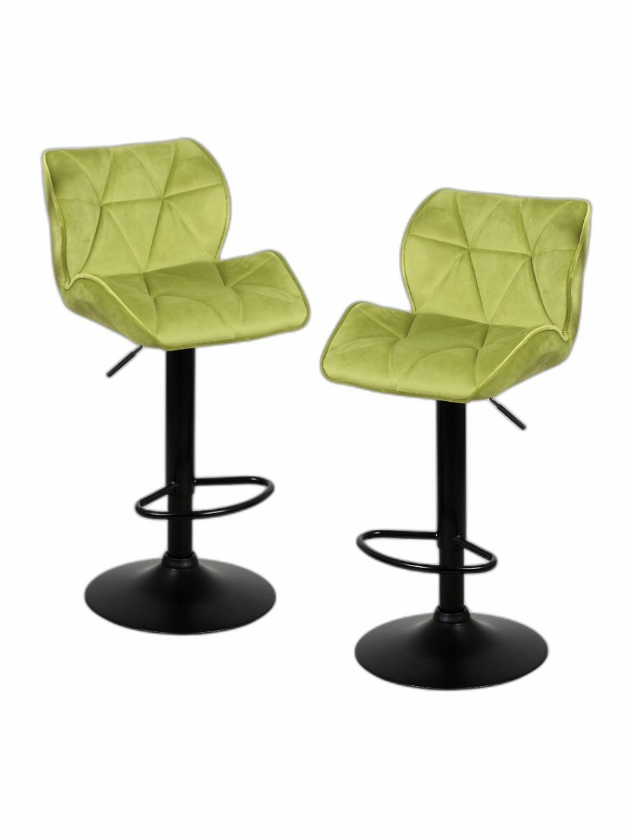 Поворотные барные стулья с регулируемой высотой, со спинкой, велюровые, комплект из 2 шт Кристалл (оригинал)
