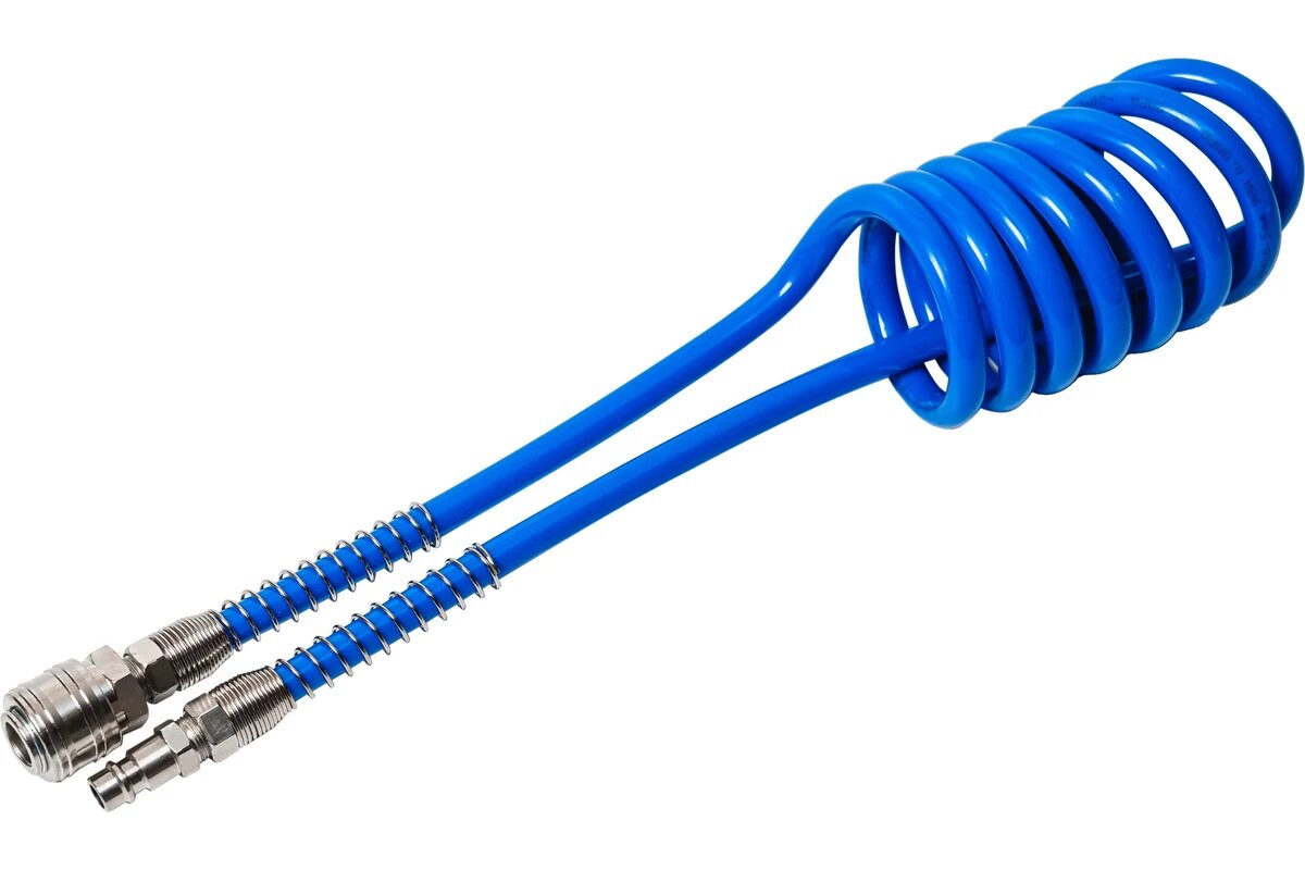NBPT 82958 Шланг спиральный пневматический с БРС 10x6.5 мм 2 м синий для компрессоров