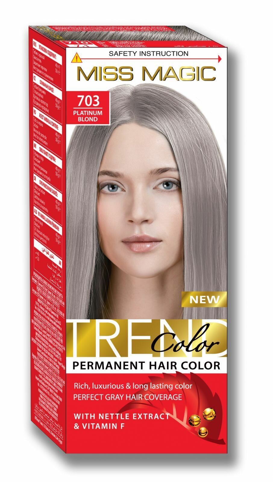 Краска для волос Miss Magic 703 Платиновый блондин, краска 40 г, окислитель 50 г, перчатки