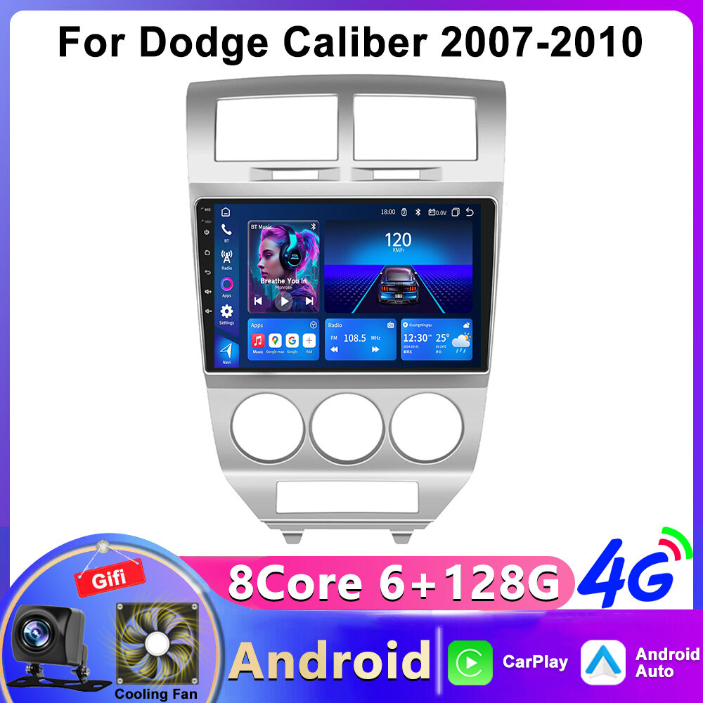 Штатная магнитола Dodge Caliber 2006-2009, Android(8 ядер 6/128 GB, GPS, DSP) Магнитола Додж Калибр