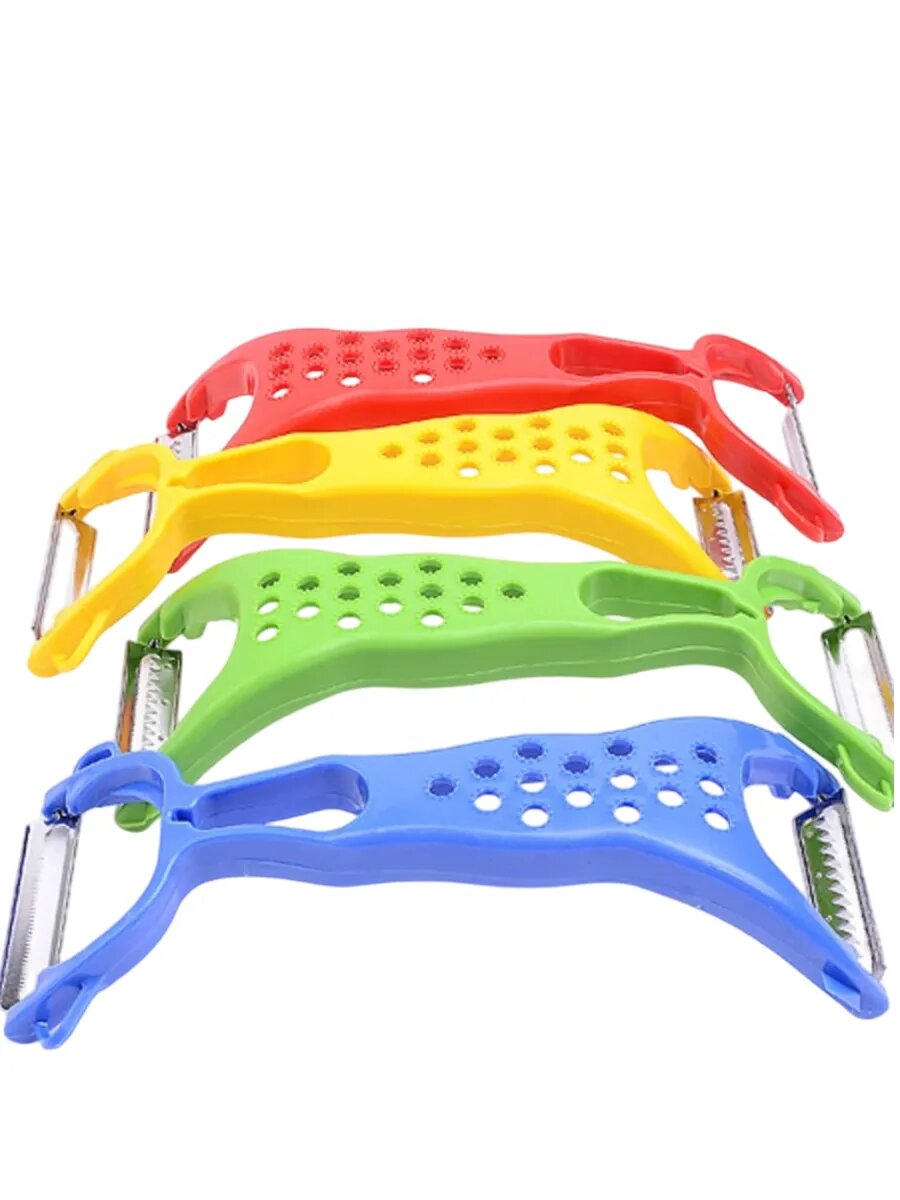 Овощечистка TimA PIK008, для корейской моркови, нержавеющая сталь, двусторонняя, красная/синяя/желтая/зеленая