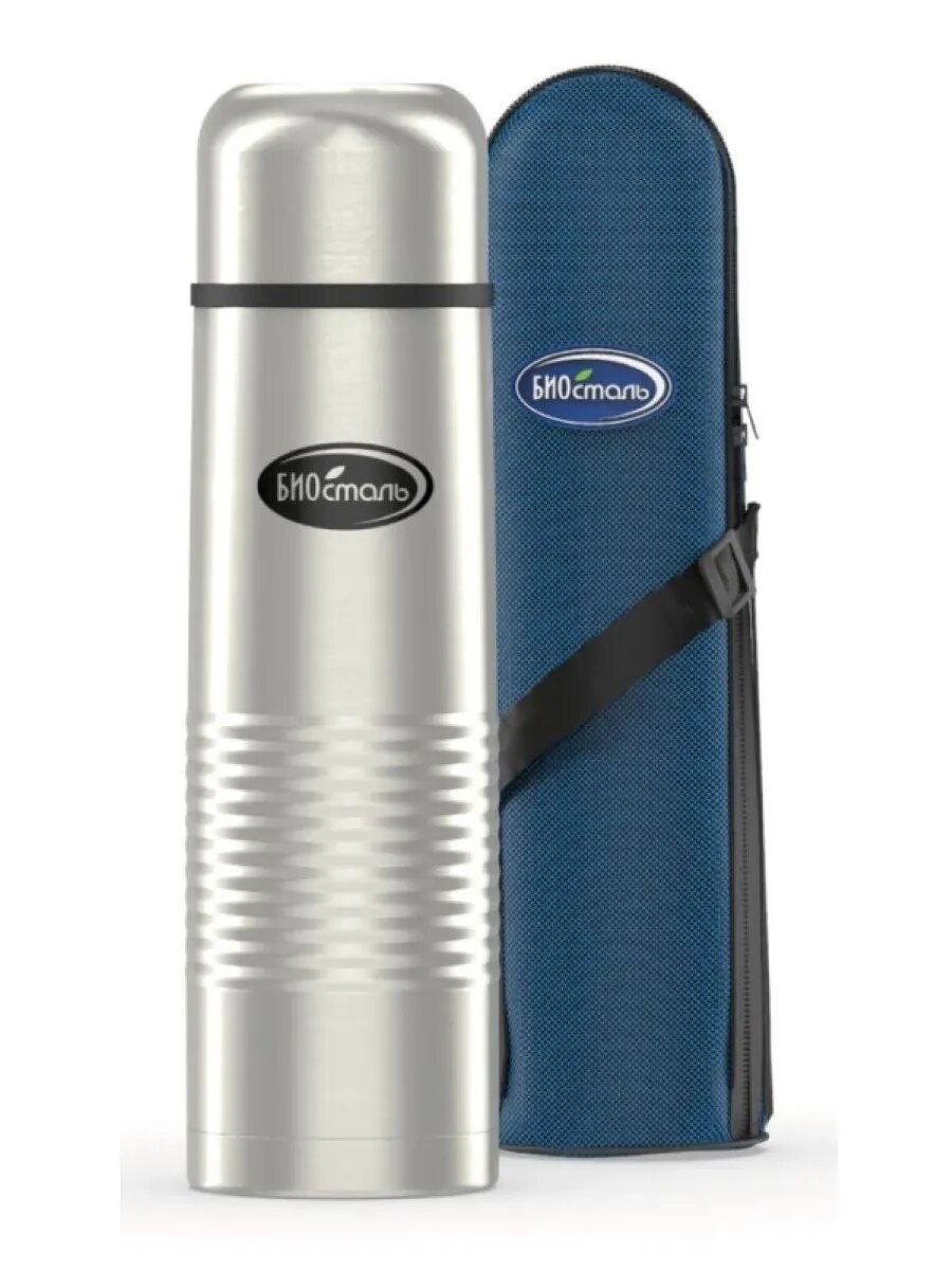 Термос "Биосталь" NB-750B, 0,75 л, в чехле, герметичный, сталь