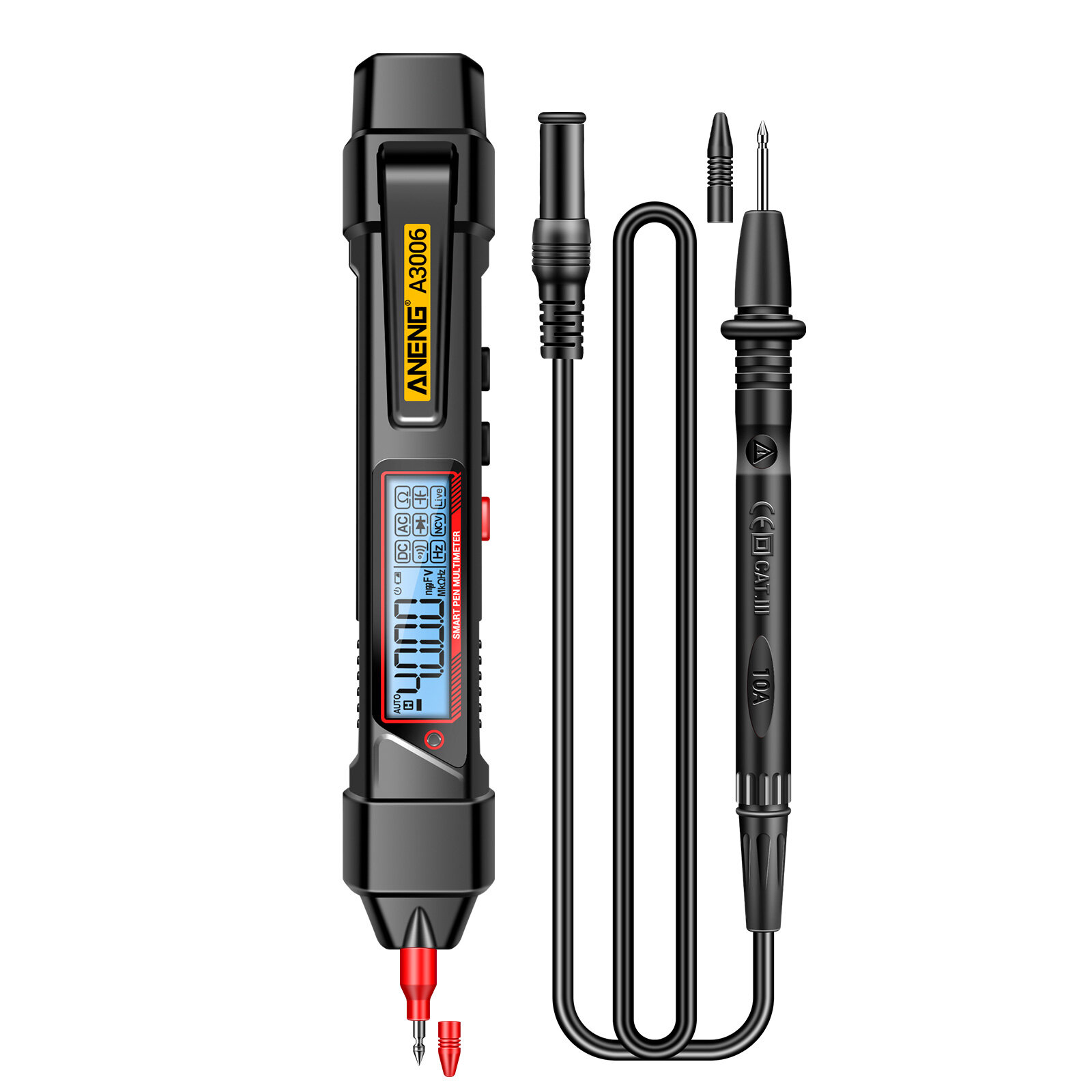 Цифровой мультиметр с 4000 отсчетами, тестер напряжения переменного/постоянного тока, детектор нулевого и под напряжением провода, сопротивление, емкость, проверка диодов, инструмент электрика