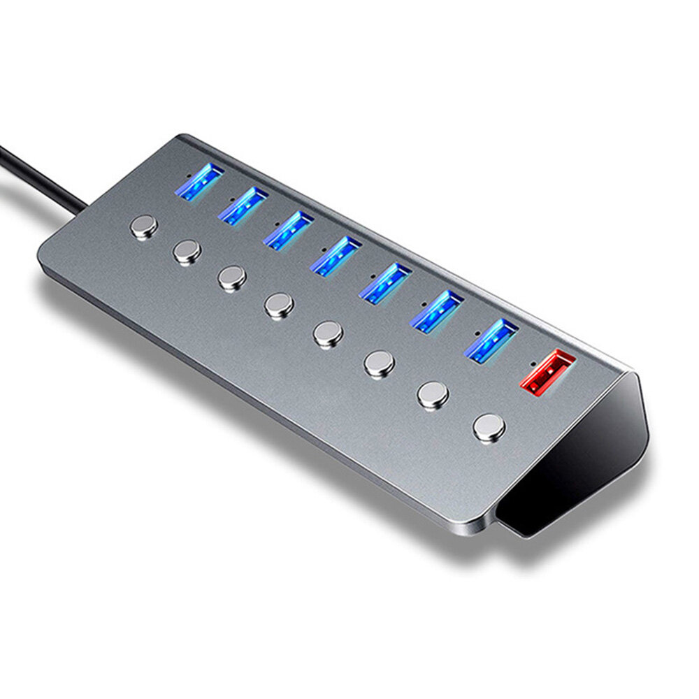 8-портовый USB-концентратор с 7 портами расширения USB3.0 и 1 портом быстрой зарядки, независимыми переключателями для подключения нескольких устройств