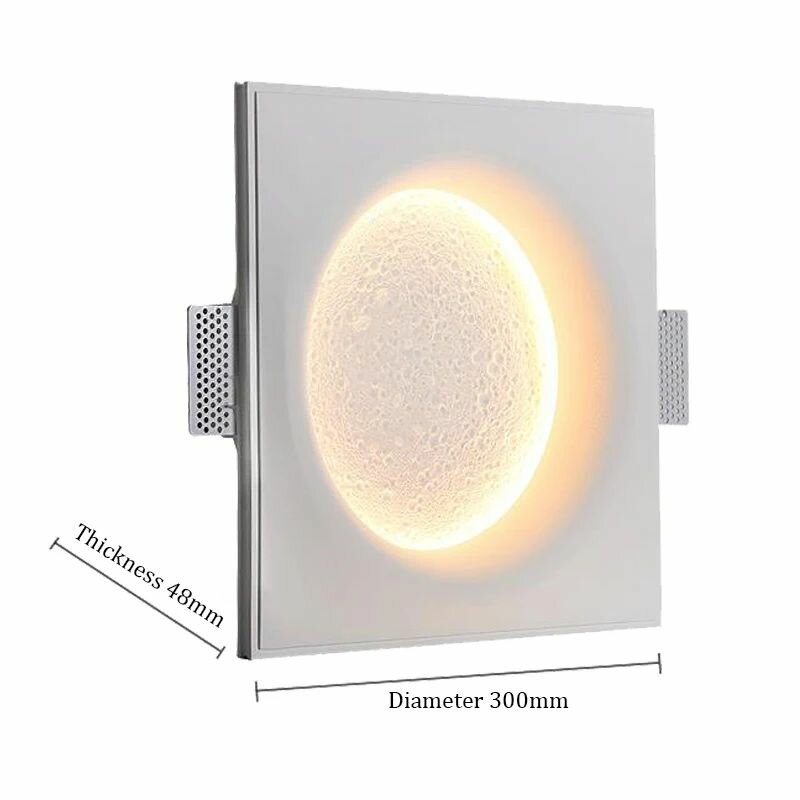 Потолочный светильник в виде луны, гостиная, спальня, фон из светящейся штукатурки на стене, декор