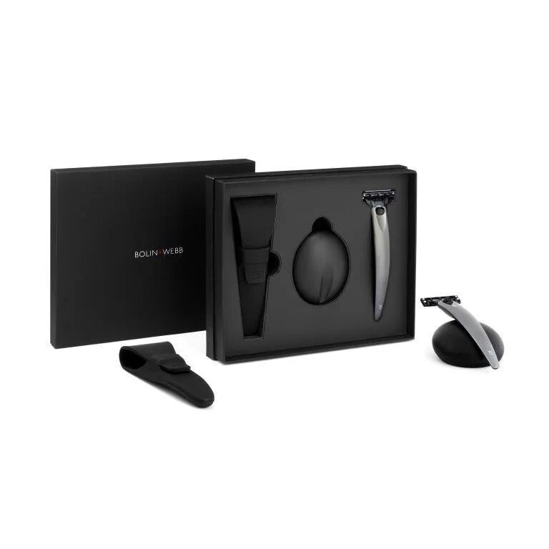 Подарочный набор бритва Bolin Webb R1 графит + подставка черная + чехол (BW-R1-SET-TRIP-GRH)