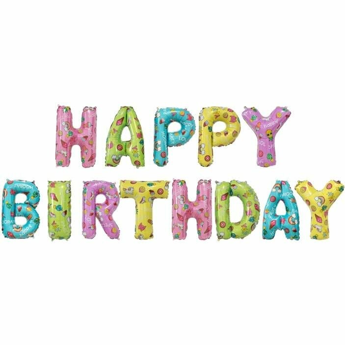 Набор воздушных шаров Falali буквы 14'-36 см, мини-надпись "Happy Birthday", Веселые картинки