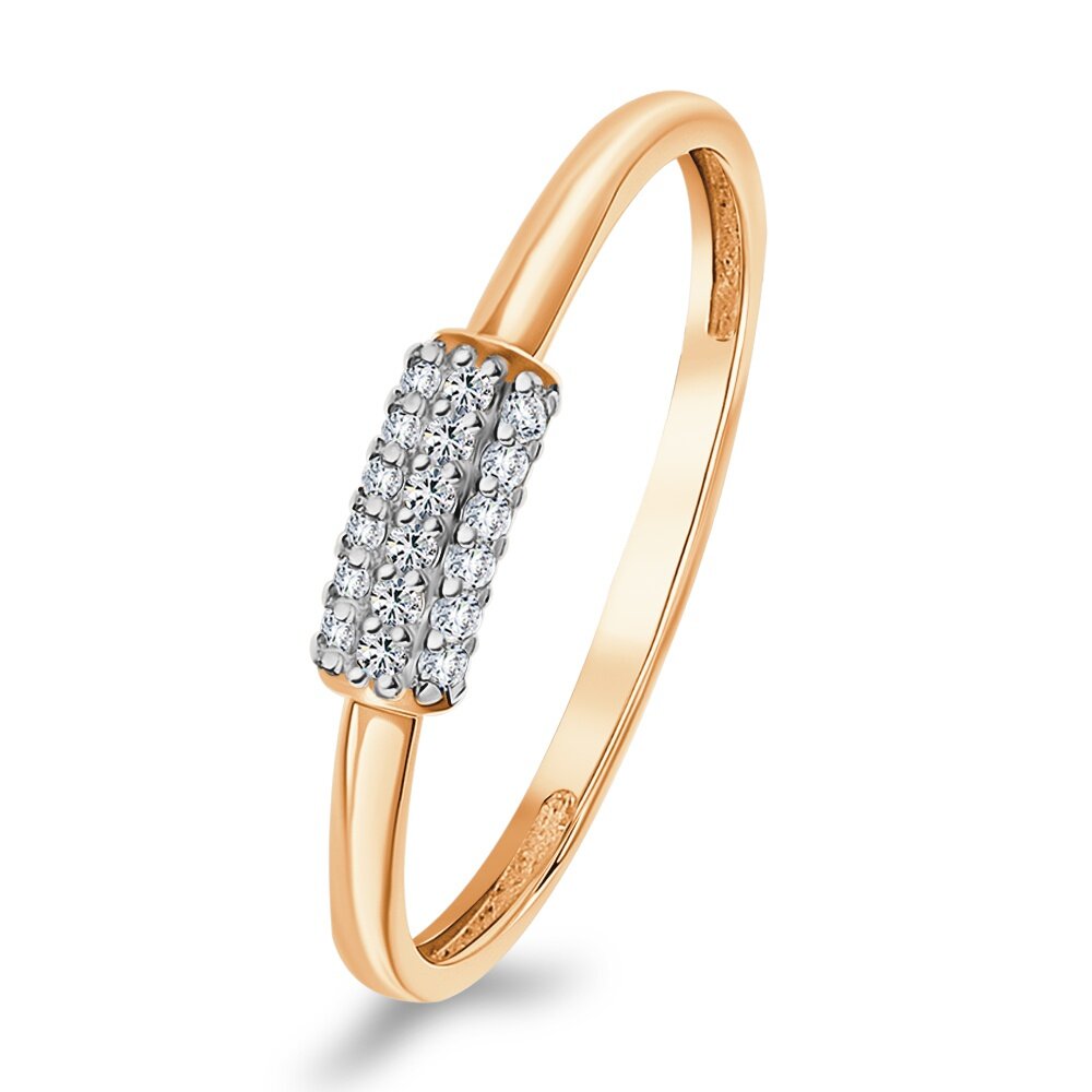 Кольцо, красное золото, 375 проба, золочение, фианит