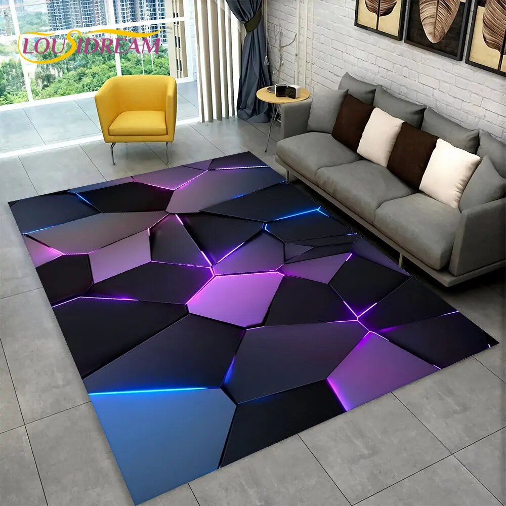 3D геометрический ковёр LOUSIDREAM Бирюзовый, 40x60cm(15x23in), 20