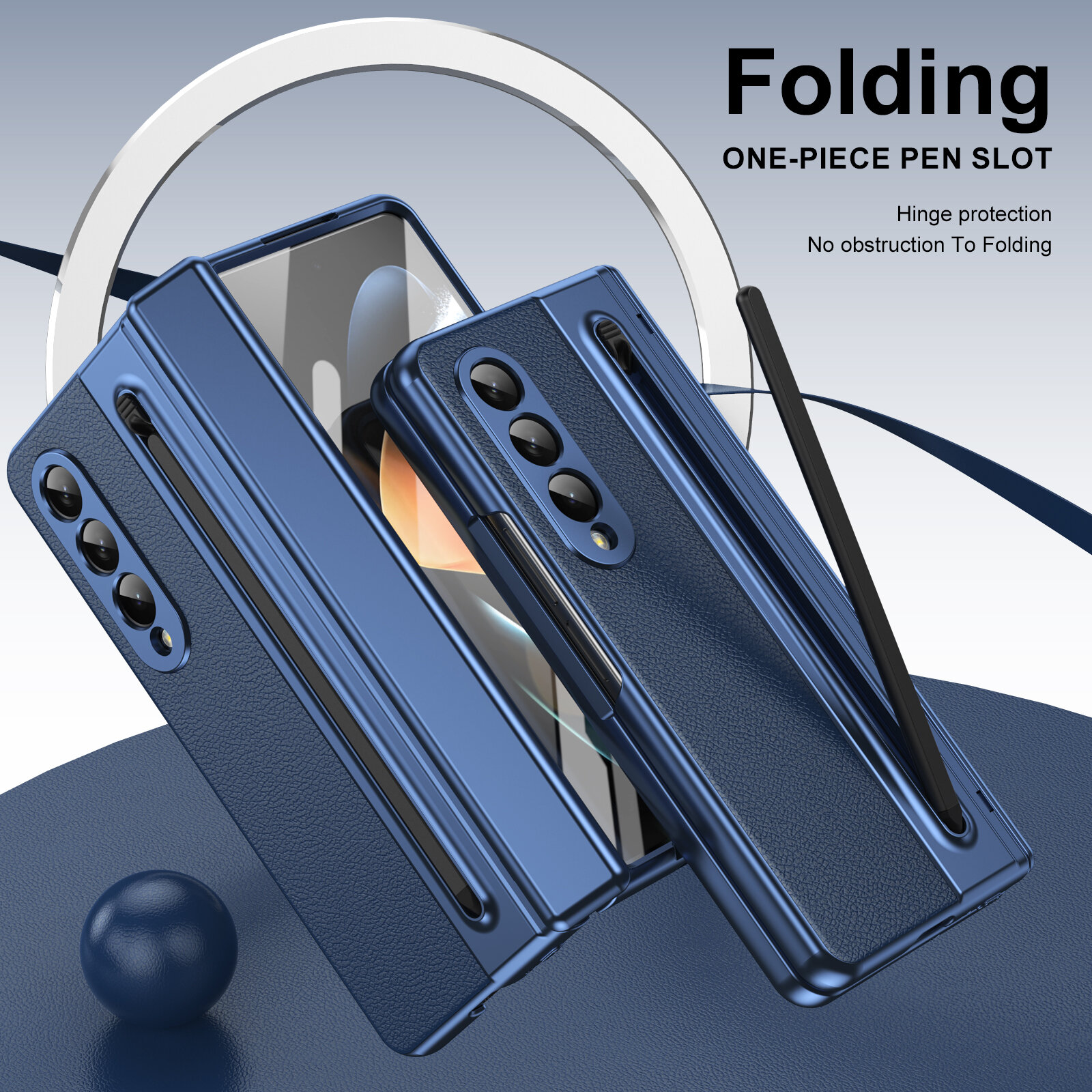 Чехол для Samsung Galaxy Z Fold 4 / Samsung Z Fold4 / Самсунг Галакси З Фолд 4, глянцевая поверхность, металл, пластик, защита камеры, ударопрочный, встроенная подставка, Samsung,