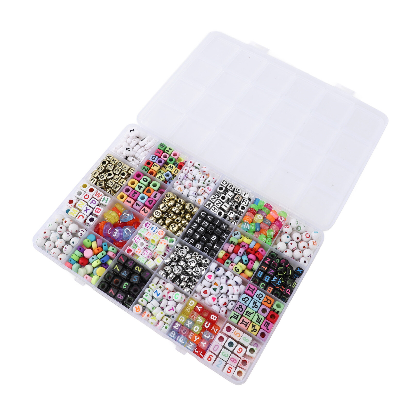 24 типа бусин с буквами для изготовления браслетов, красочные бусины с буквами алфавита с эластичным шнуром для изготовления украшений